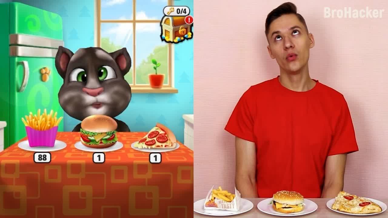 搞笑模仿秀:男孩模仿汤姆猫享受薯条,汉堡和披萨!