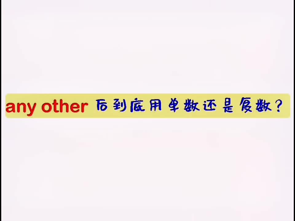 any other后面到底跟单数还是复数名词?要看它用在什么句型中!