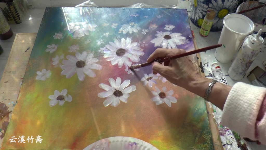简单 治愈 清新菊花绘画 艺术治疗