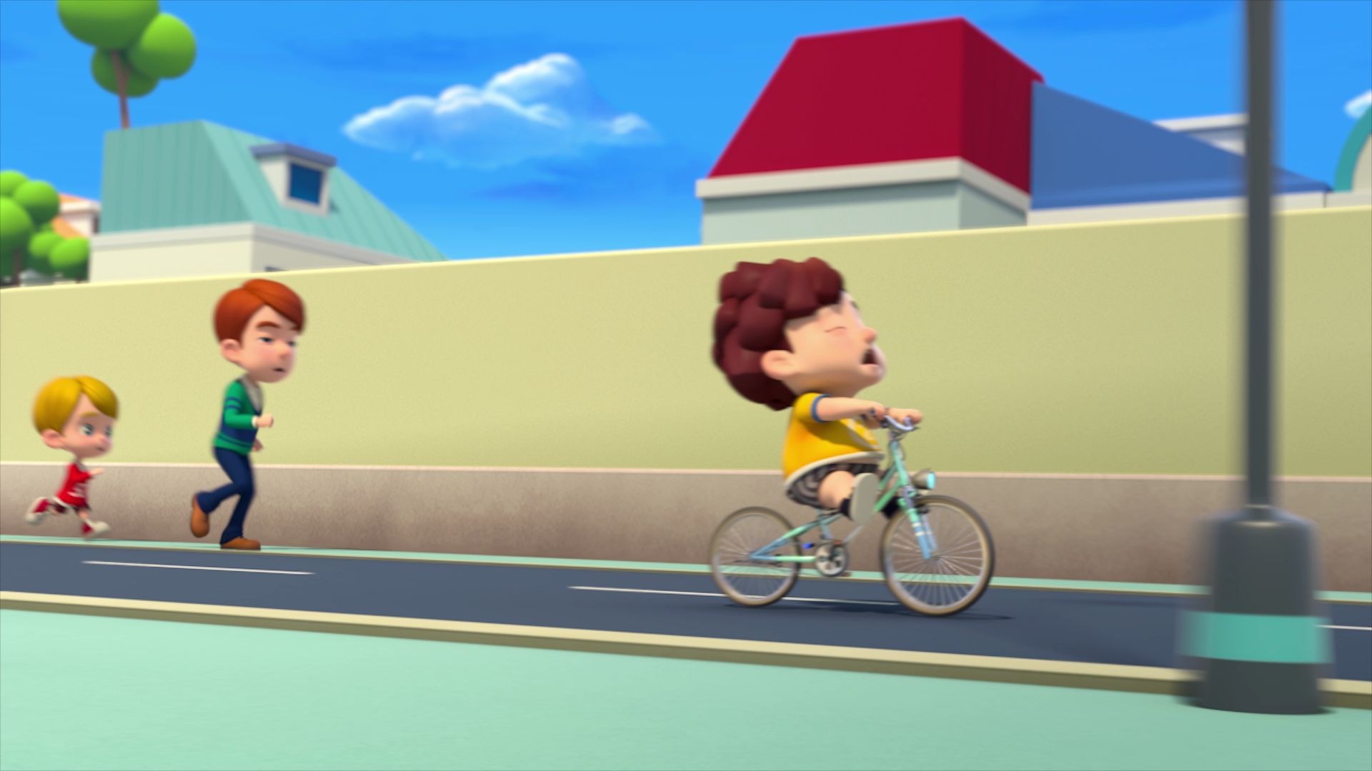 小男孩骑自行车刹车失灵,后果很严重