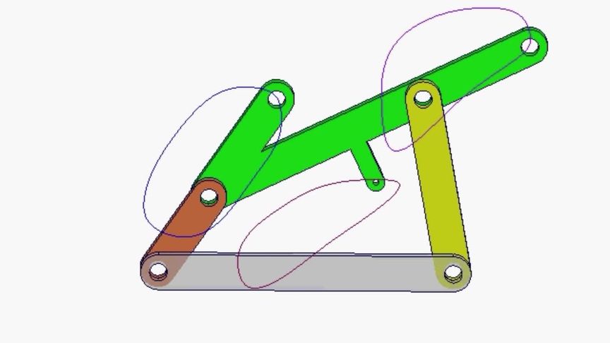 连杆上ABC点的运动轨迹#机械动画 #机械设计 #三维建模 #机械原理