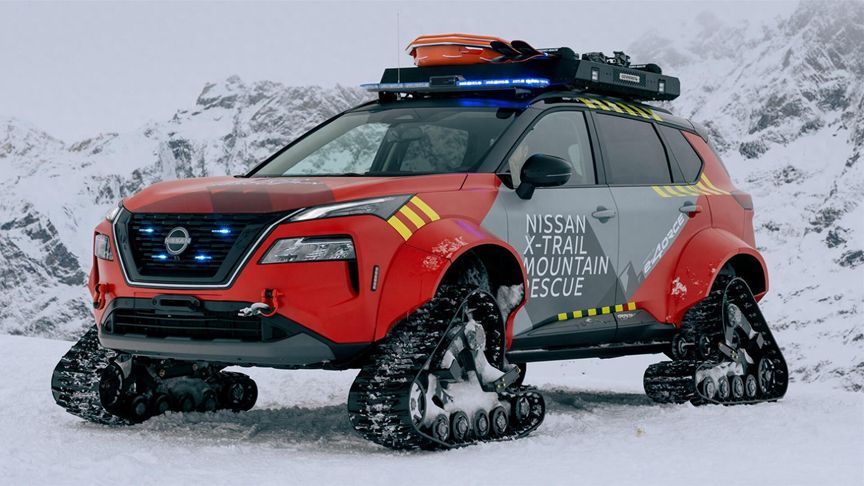 日产亮相山地救援车,配备三角履带车轮,雪地行驶如履平地