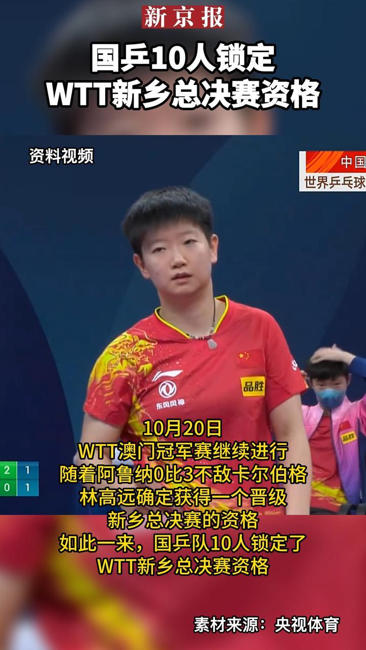 #国乒10人锁定WTT新乡总决赛资格