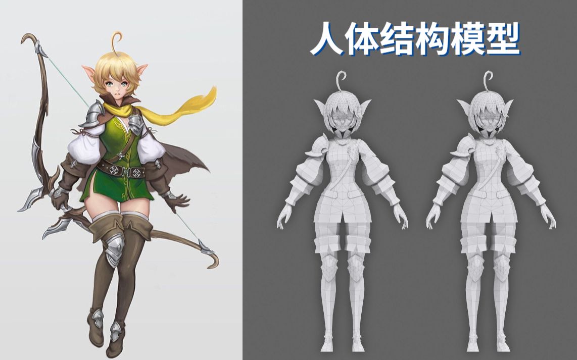 3dsmax精灵女弓箭手,从Box制作人体的流程及操作技法