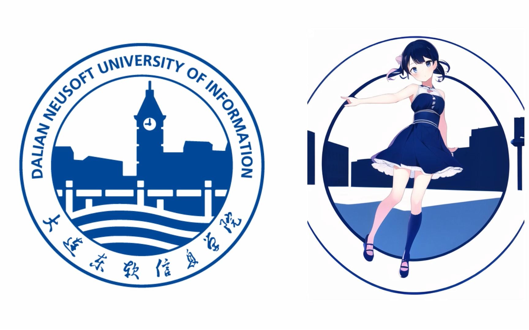 当你将大连东软校徽用AI绘画变萌妹