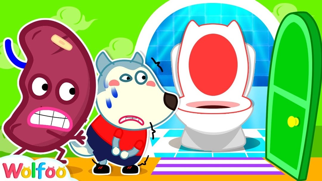 沃尔夫动画:沃尔夫憋着不上厕所,这样对身体健康不好哦