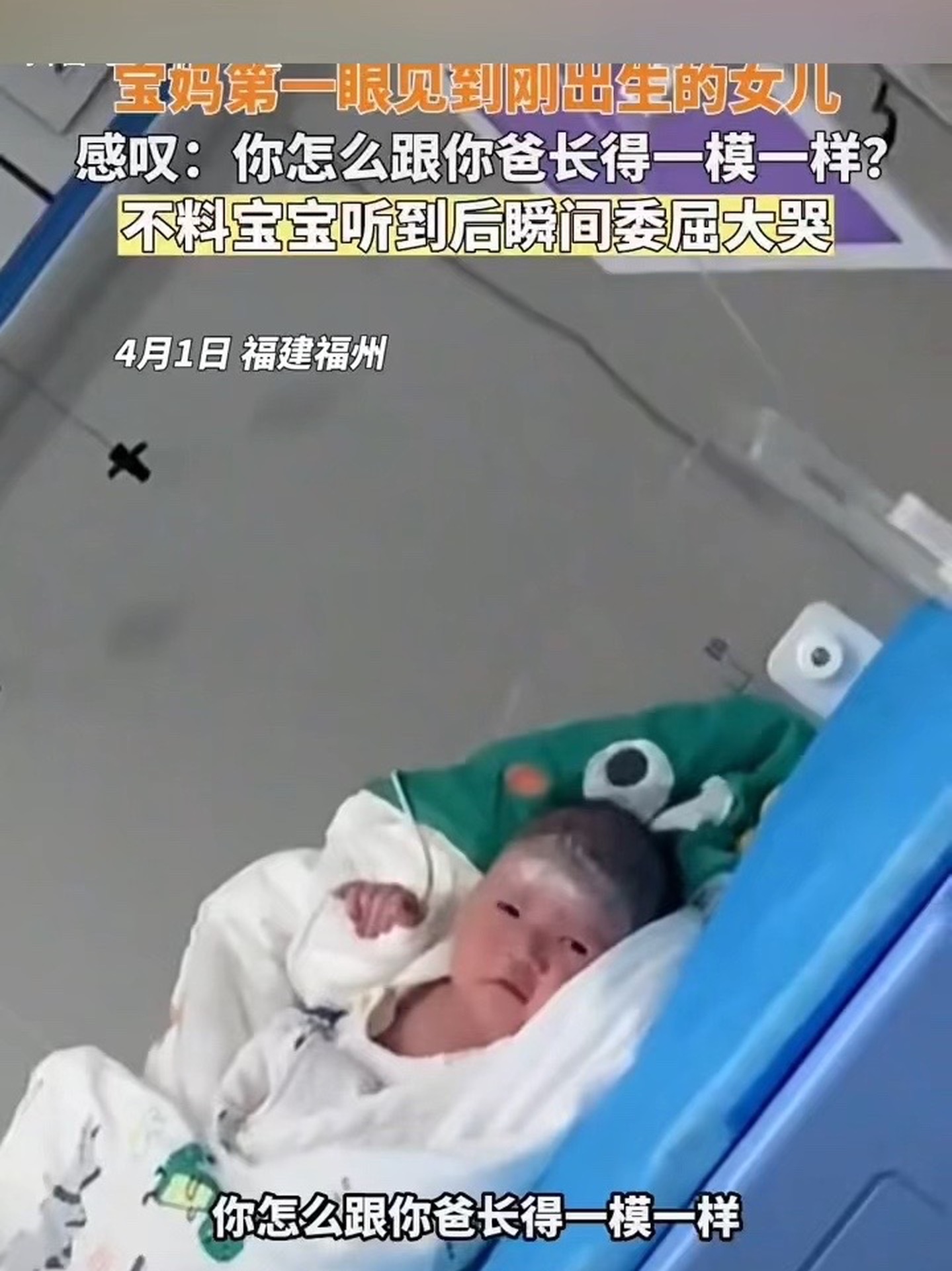 你怎么跟你爸长得一模一样?不料宝宝听见后委屈大哭