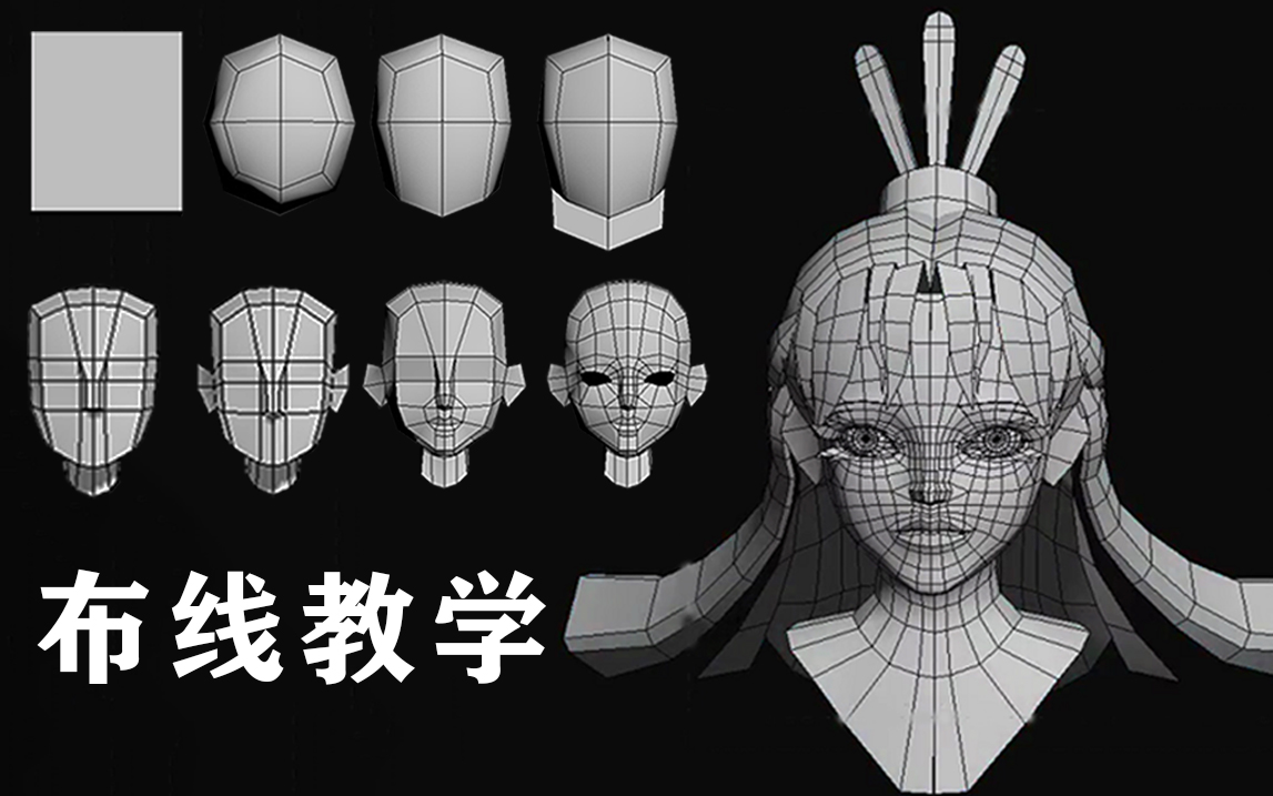3dmax人物建模教学,从拉box开始制作人物模型,民族风女性角色布线教学