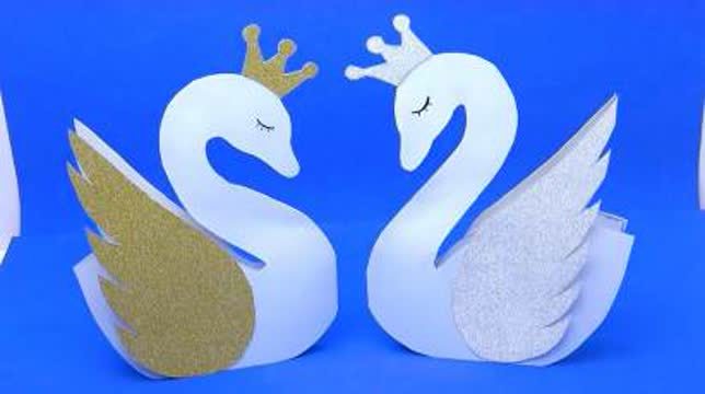 DIY简易折纸教程,手工制作漂亮的纸天鹅