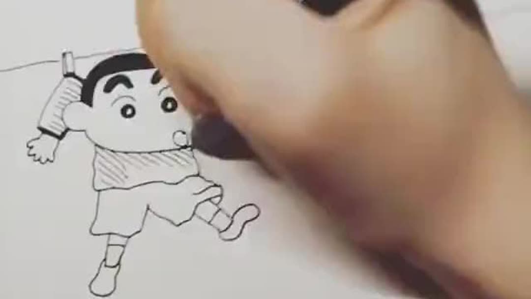 签字笔手绘教程 蜡笔小新和小白 手绘教程~