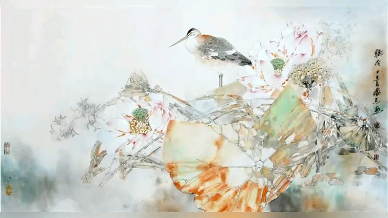 花鸟画家|卢东笔下的荷塘,色泽轻盈,清气逼人!