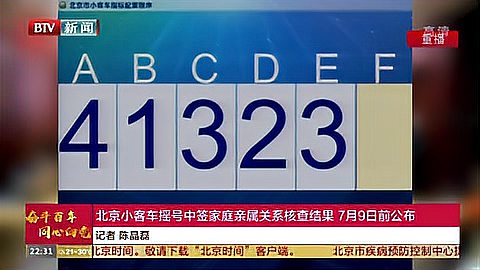北京-首都晚间报道 :北京小客车摇号中签家庭亲属关系核查结果 7月9日...