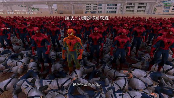 战争模拟器 蜘蛛侠对战500外国人类士兵,战斗十秒就结束了?