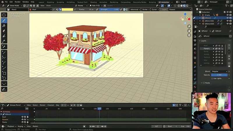 blender 3.0 GP蜡笔教程-面包店