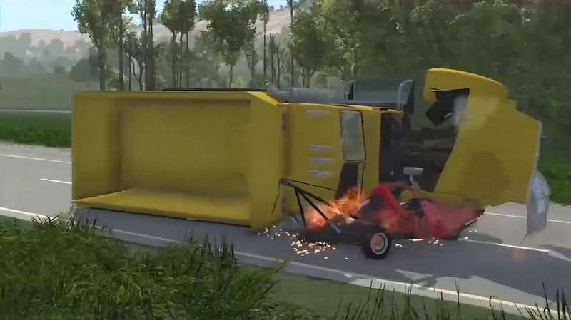 车祸:18吨大货车开足马力冲向重型大卡车,拟真车祸模拟