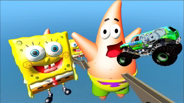 汽车高速冲向海绵宝宝,会发生什么?3D模拟一个比一个惨