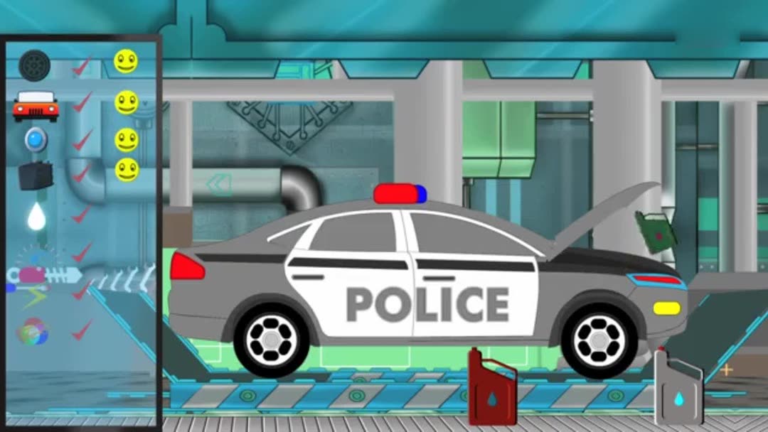 警车-警车修理-汽车车库-汽车修理-儿童视频