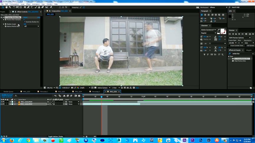 AE之瞬移幻影拖尾效果(首先 你需要一个陪你一起逗比的好基友)