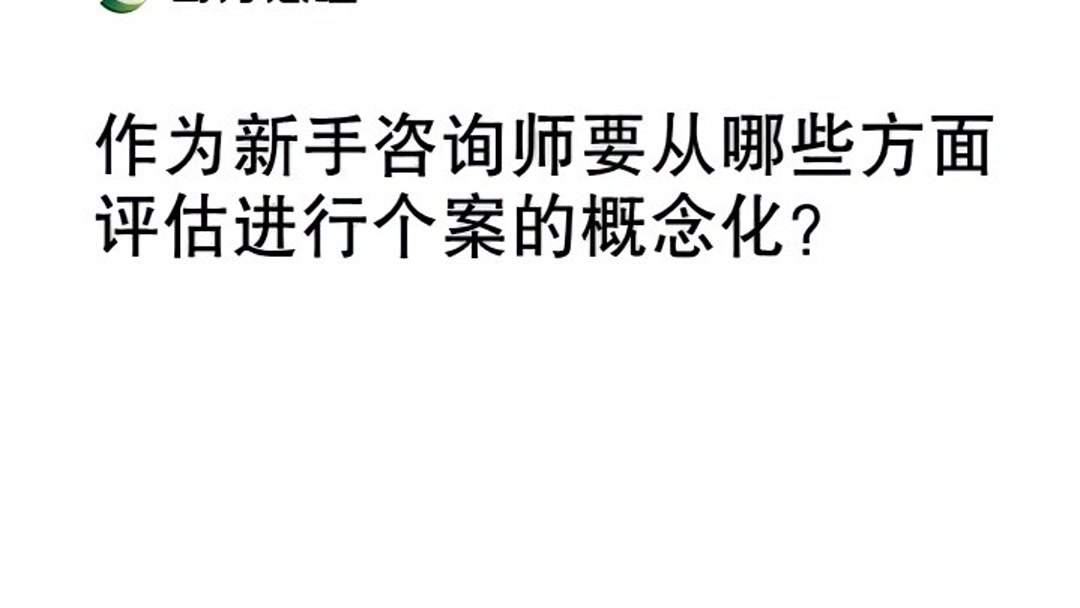 作为新手咨询师要从哪些方面评估进行个案的概念化?
