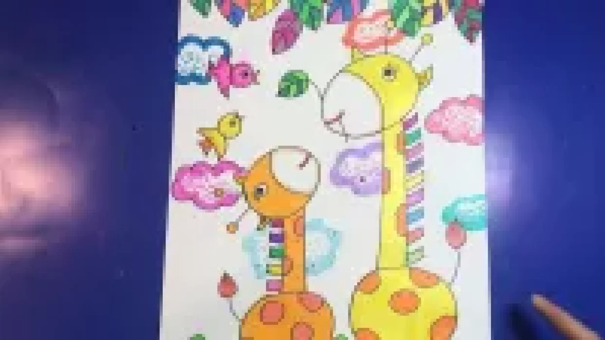 儿童启蒙学画画,动物园里的长颈鹿好可爱,我们来画它吧!