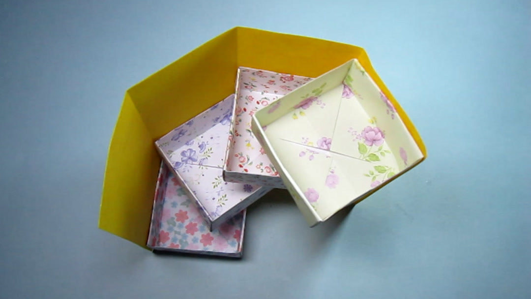 怎样折纸收纳盒子,可以隐藏的多层收纳盒折法
