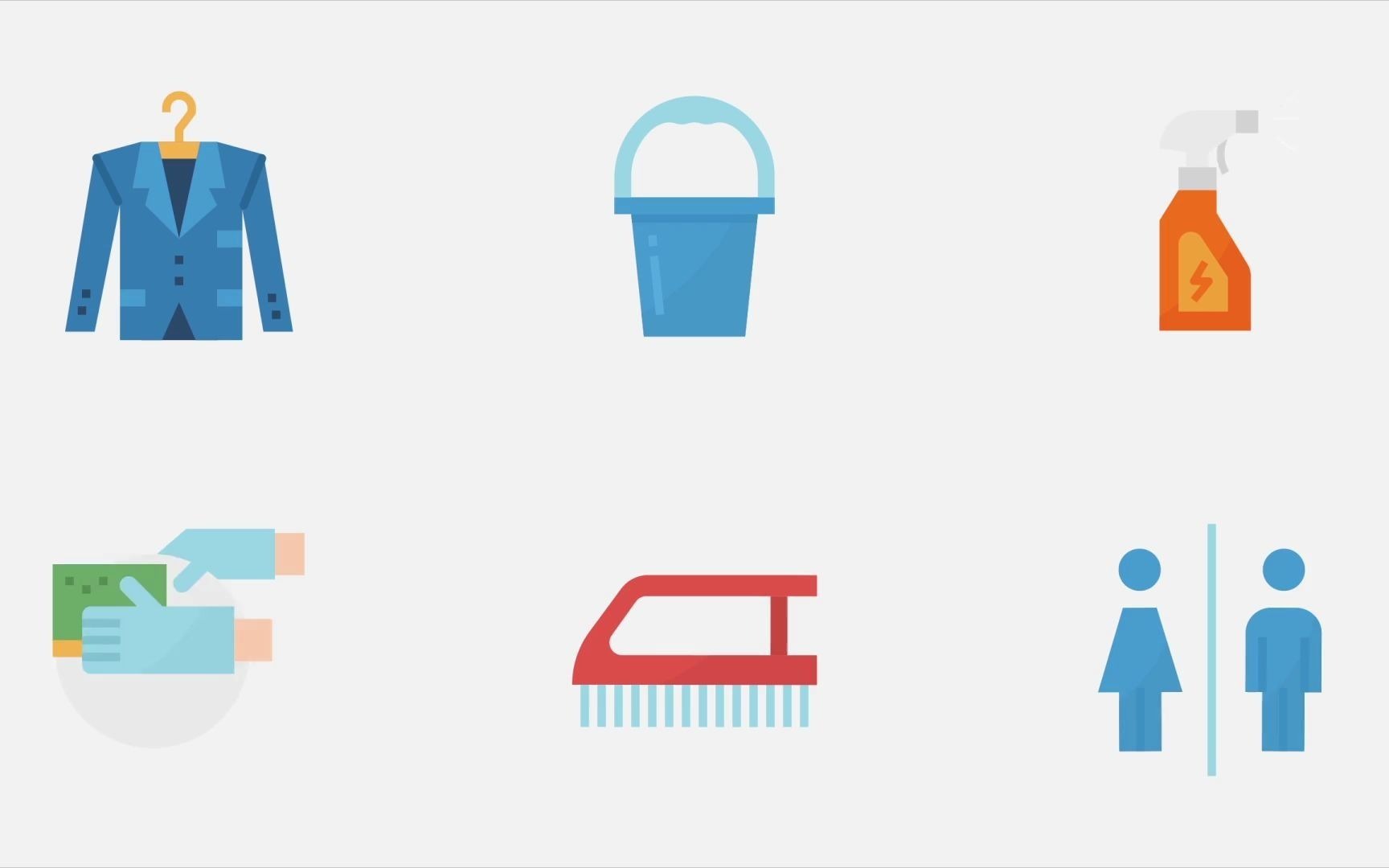 AE模板-简洁洗浴卫生间创意Icons标识动画Cleaning & Washing ...