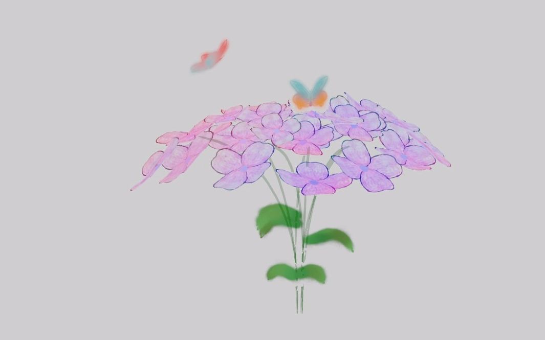 blender风格化花朵,油画笔2d绘制3d效果