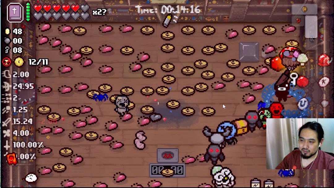 以撒的结合胎衣+361 游戏里最好道具全部拿到了,满地血和钱