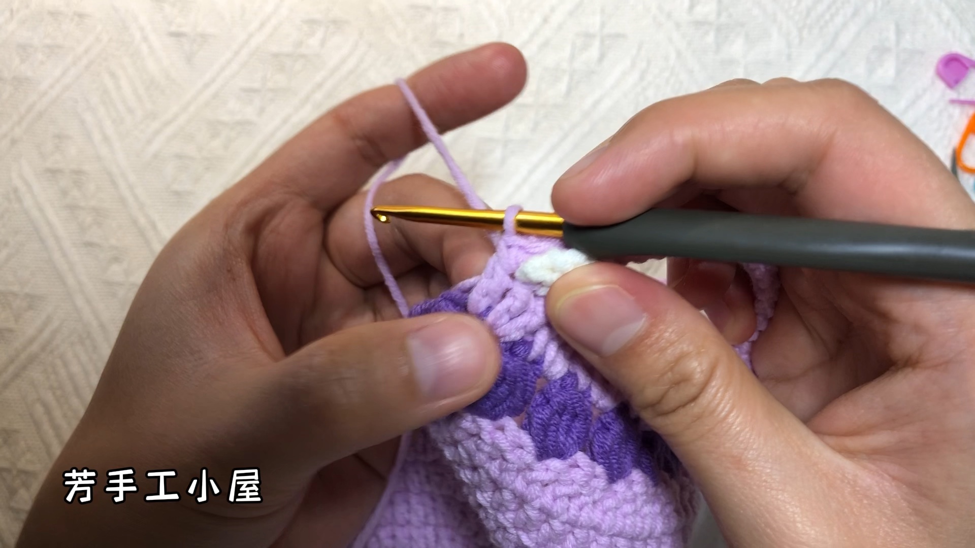芳手工小屋 钩针毛线diy编织小葡萄帽子新手教程