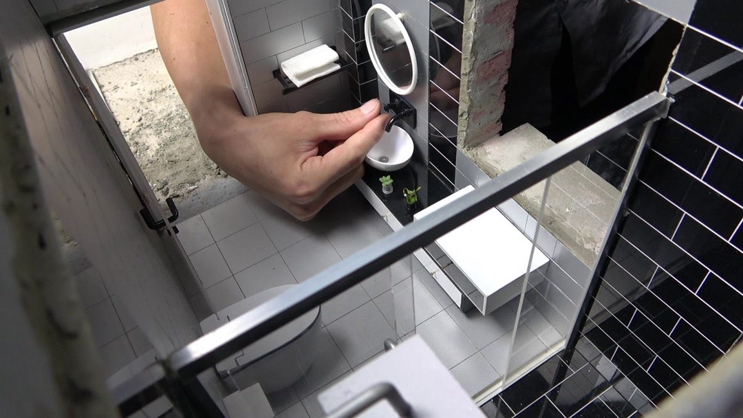 模拟建别墅:卫生间装修,门、洗漱台、毛巾架等制作