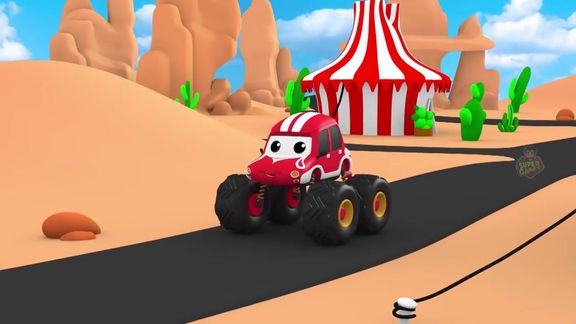 小汽车卡卡滑滑梯变成五颜六色 益智动画英语启蒙