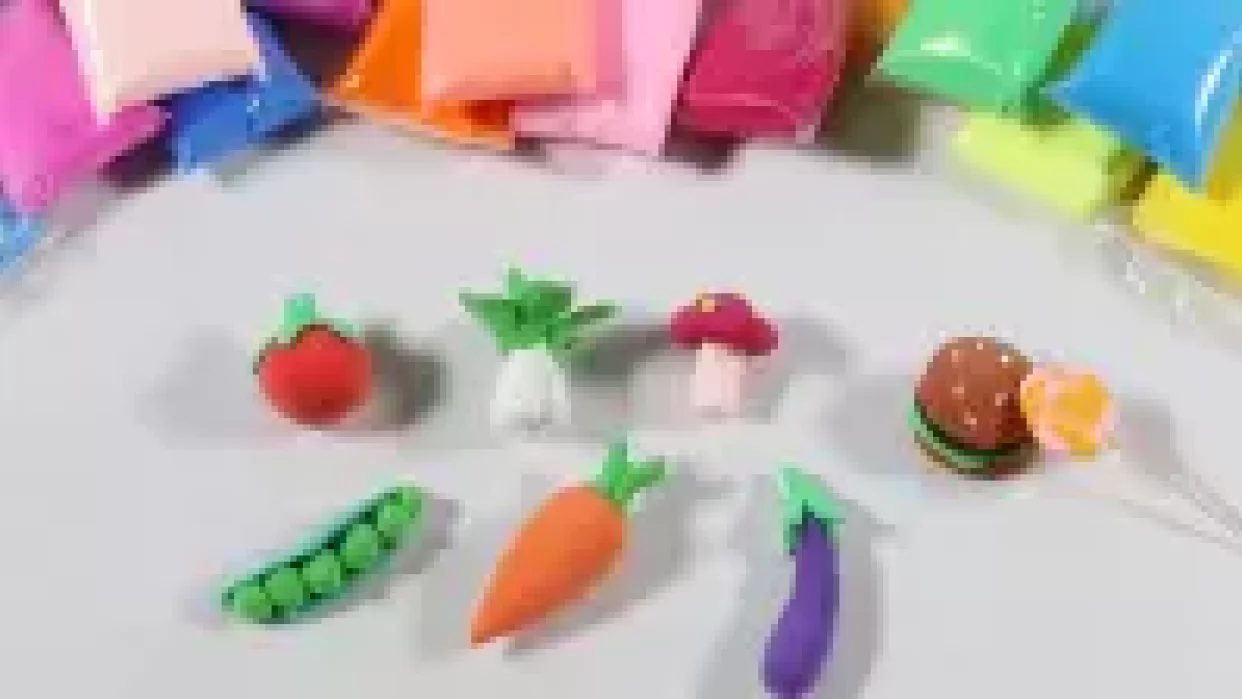 手工简易小制作, 教你如何捏出小白兔和白菜, 儿童太空泥