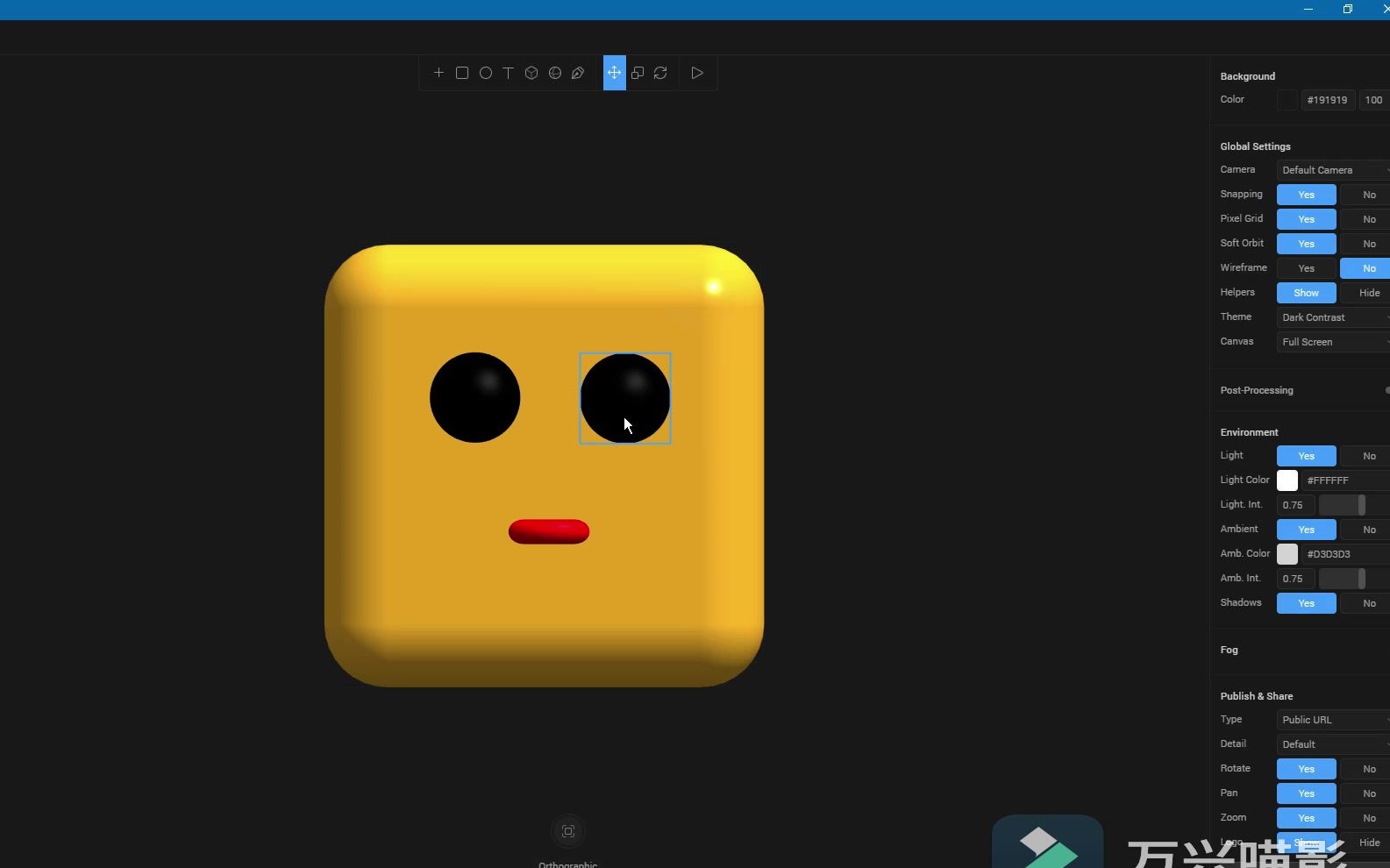 SPLINE制作一个表情跟随鼠标交互3D呢