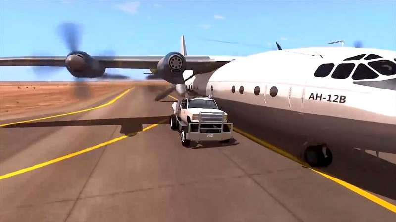 车祸模拟器:汽车在飞机跑道行驶,结果碰到将要起飞的飞机