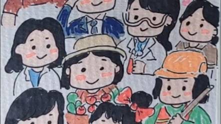 炒鸡好看的三八妇女节主题画,涂色部分