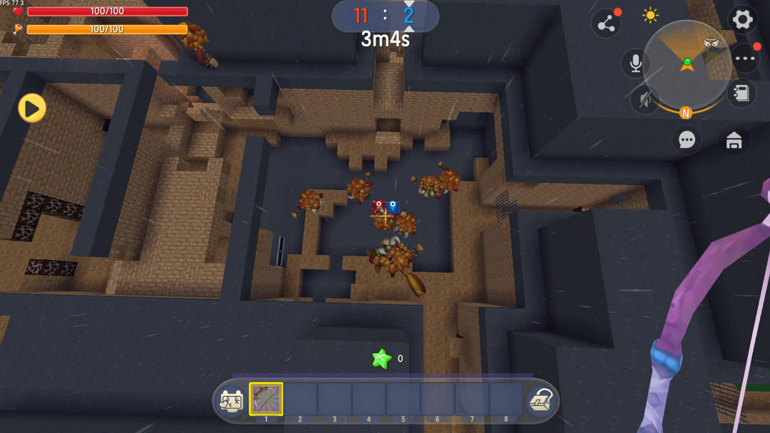 迷你世界 七个野人被我们开挂飞天加龙骨弓这下可被打残了