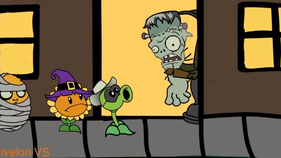 植物大战僵尸无敌版:万圣节植物伪装变身敲开僵尸大本营游戏