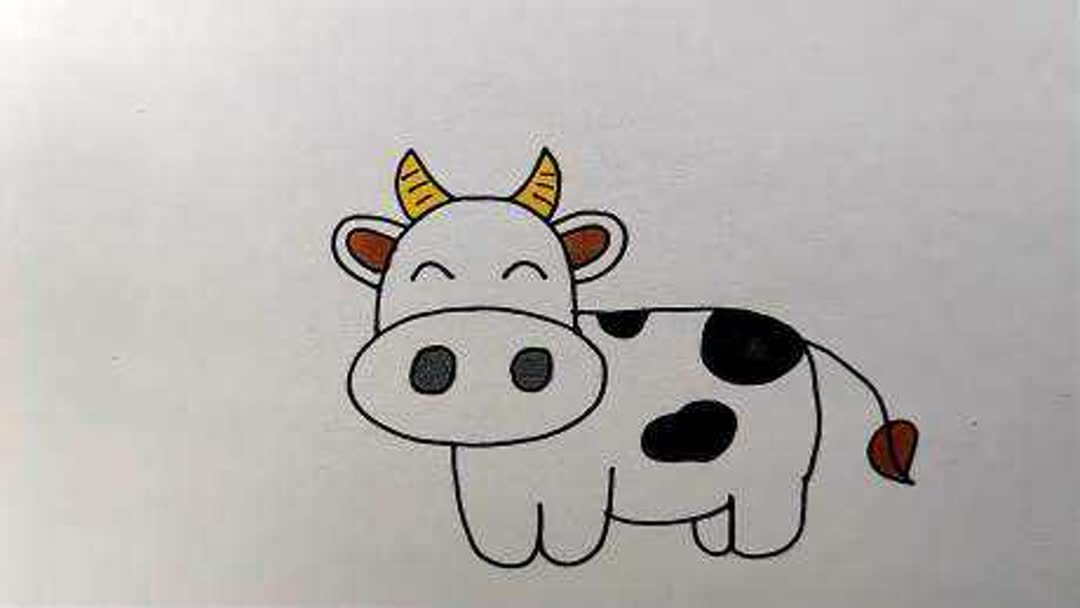画画课堂:零基础学画画快速教学,奶牛的画法