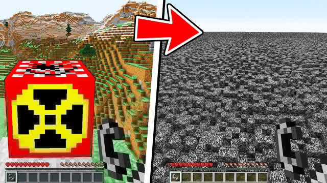 魔哒解说我的世界核弹TNT,巨大山体瞬间化为平地