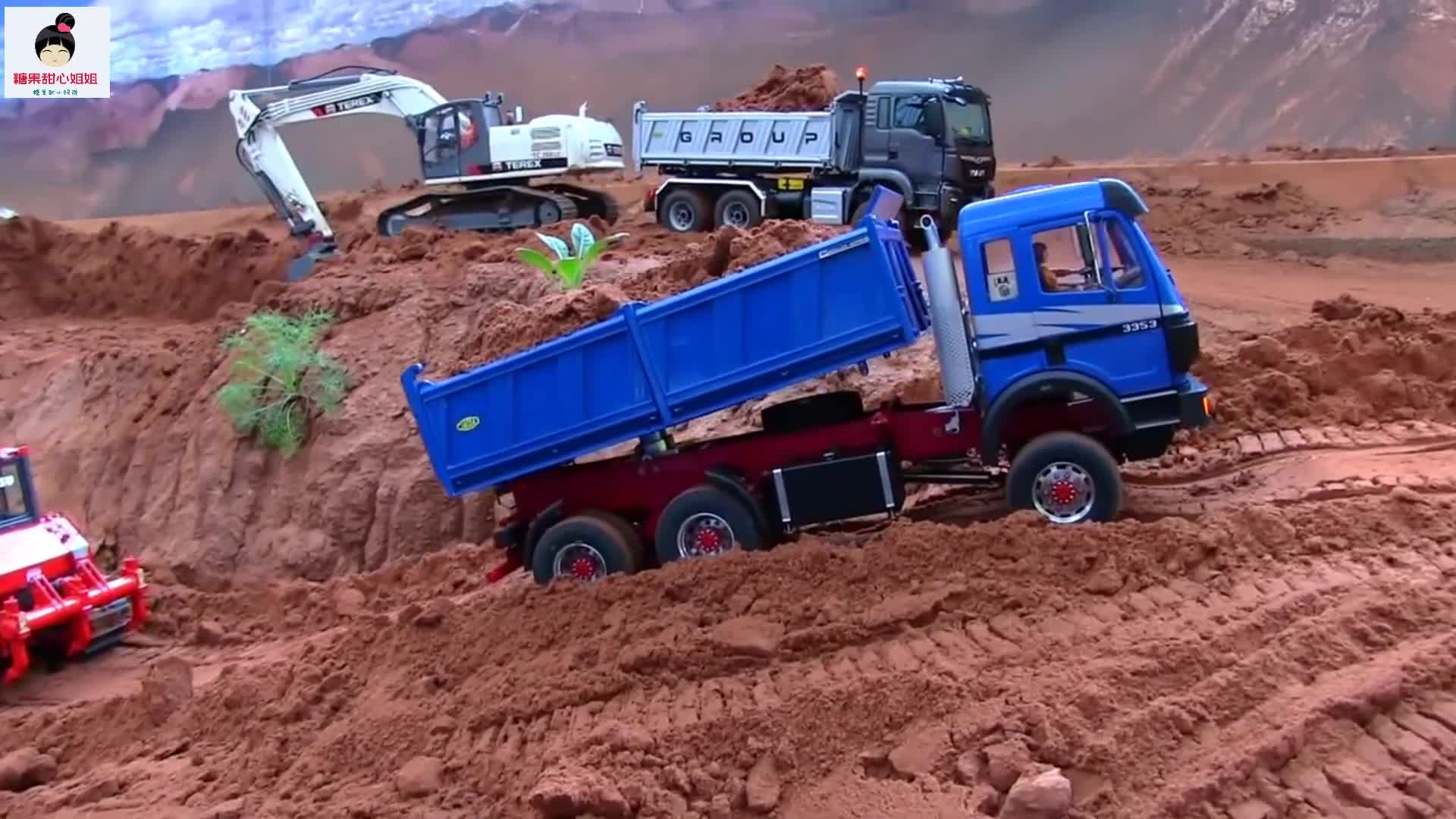 挖掘机推土机叉车机工作表演