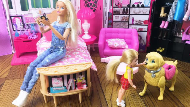 芭比娃娃公主玩具,芭比和妹妹照顾宠物狗玩具故事