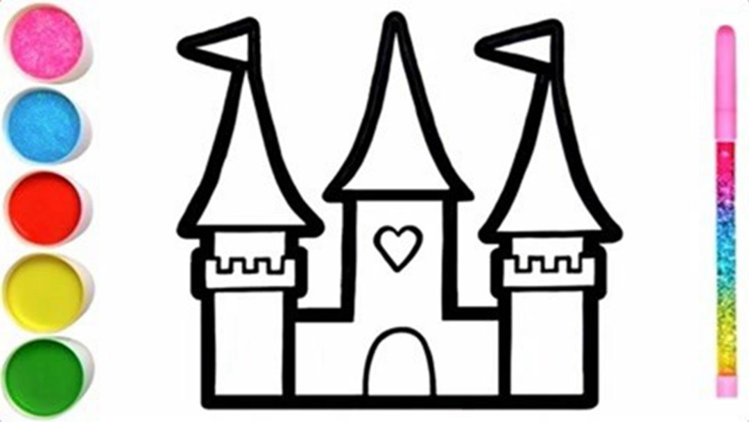 简笔画:画漂亮的城堡房子,边涂色边学习颜色