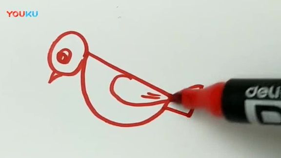 简笔画教学视频教你用半圆画可爱的小鸟