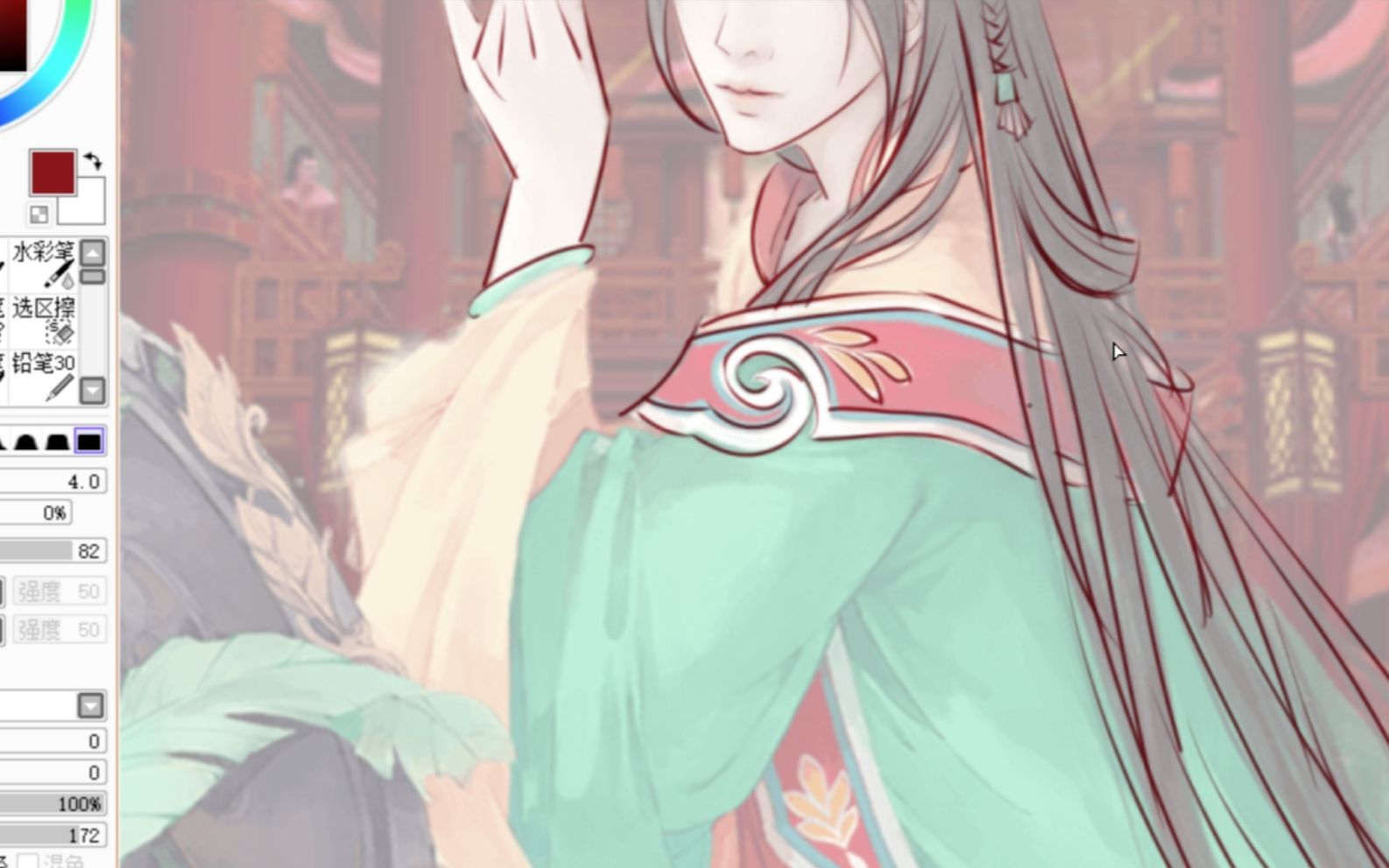 【橡皮章勾线】苑长安戏服勾线