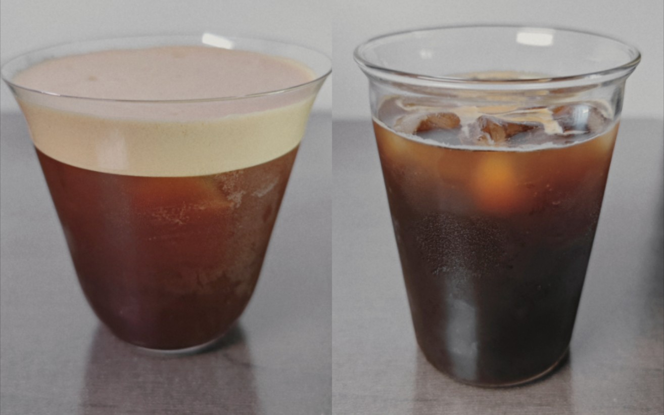 咖啡Vlog/♥今天做了两种冰美式咖啡,一种不加水只加冰块,一种加水和...