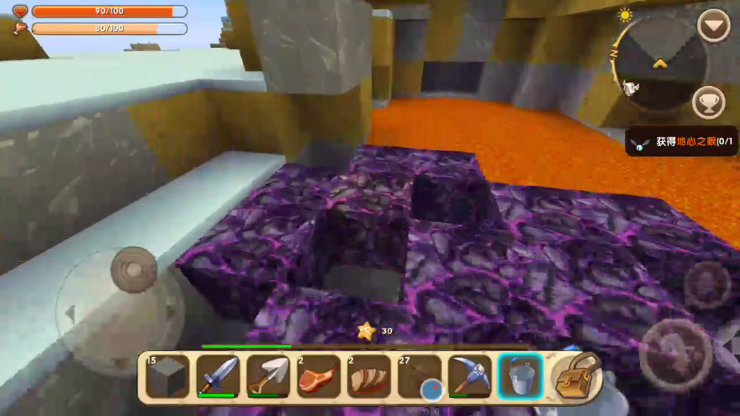 迷你世界教你怎么获得一整片黑晶石