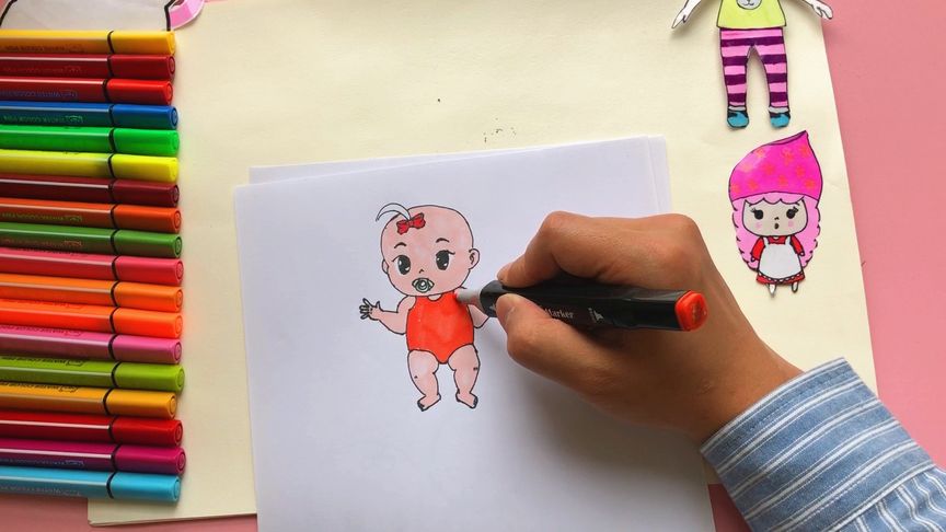 儿童绘画手工:4分钟教你制作婴儿纸娃娃,简单有趣又好玩