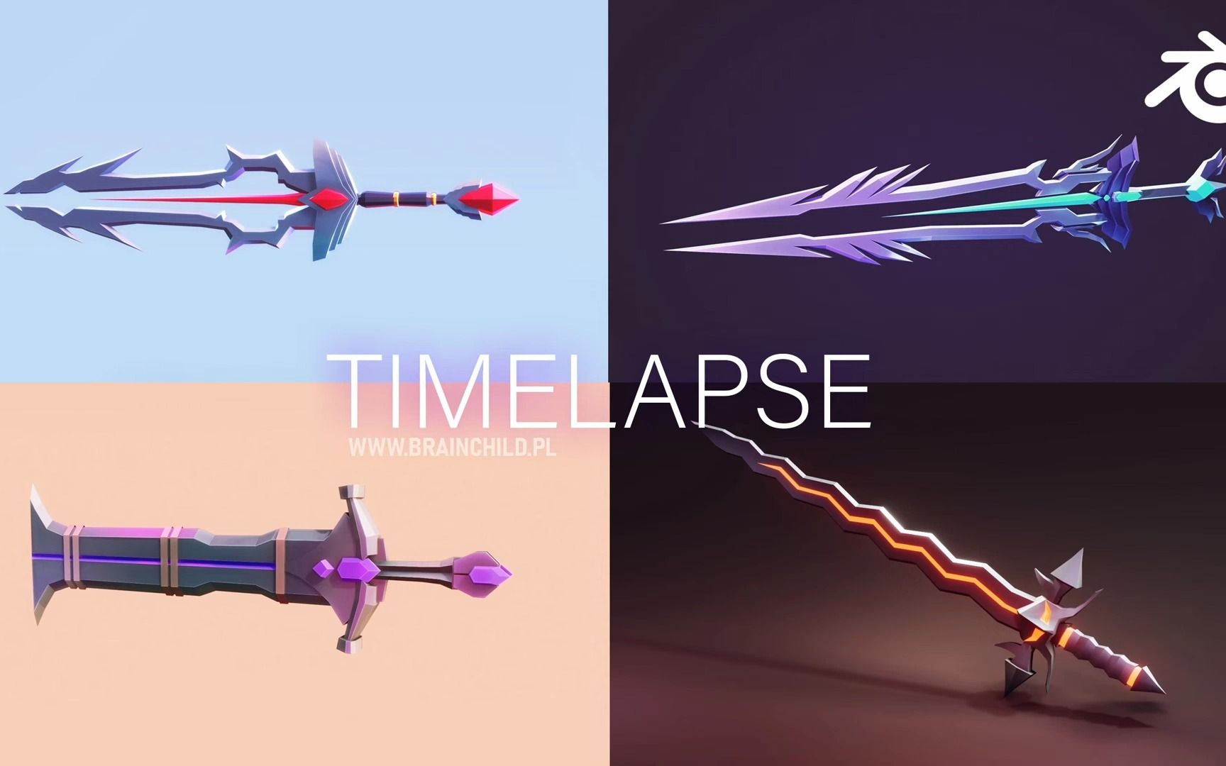 【Blender】芜湖!超酷的3D武器建模全流程~