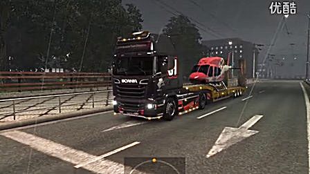 欧洲卡车模拟2联机-斯堪尼亚运送直升飞机【DLC货柜】