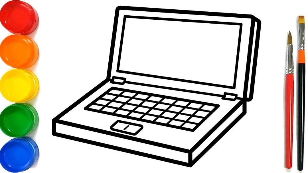 儿童简笔画:闪光笔记本电脑彩色,简笔画教程。